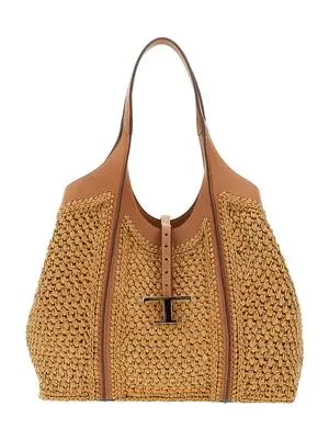TOD'S Medium T Timeless Crochet Shopping Bag - Multicolor