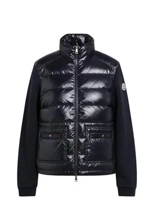 Moncler Quilted Paneled Zip-up Sweatshirt - Blue