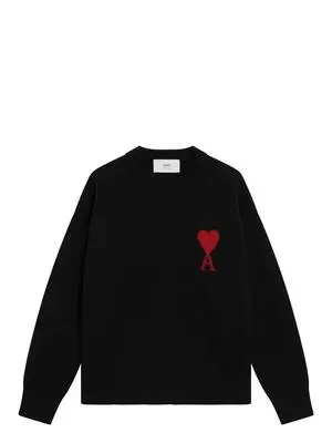 AMI Paris De Coeur Virgin Wool Sweater - Black