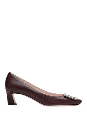 ROGER VIVIER Dark Burgundy Leather Trompette Decollete Shoes - Red