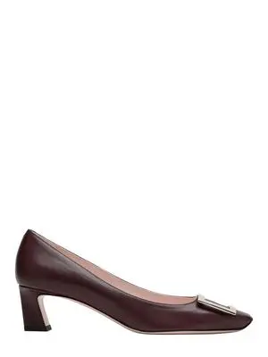 ROGER VIVIER Dark Burgundy Leather Trompette Decollete Shoes - Red