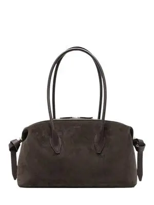 Yuzefi Duffle Bag With Suede Texture And Leather Trim - Brown