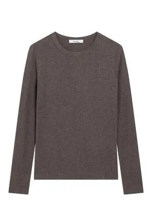 Max Mara Long Sleeve T-shirt In Dark Khaki Jersey - Brown