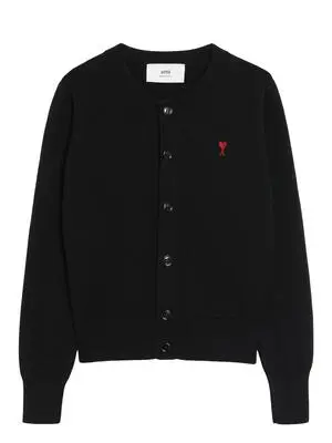 AMI Paris Wool De Coeur Cardigan - Black