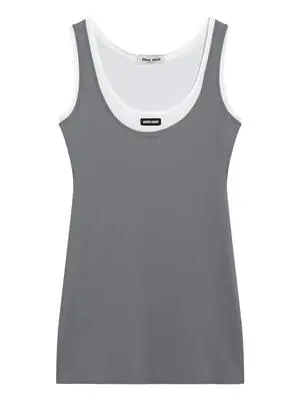 Miu Miu Short Stretch Jersey Dress - Gray