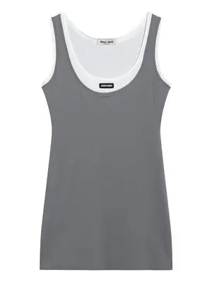 Miu Miu Short Stretch Jersey Dress - Gray