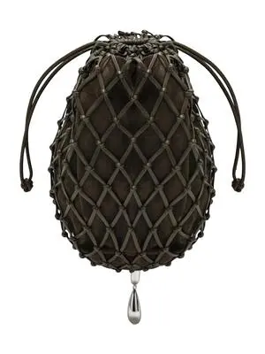 Savette Macrame Pouch In Calf Leather - Brown