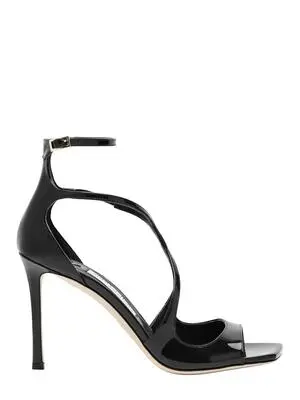 JIMMY CHOO Patent Leather Strappy High Heel Sandals Black