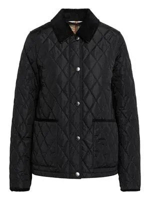 Burberry Quilted Nylon Jacket With Corduroy Collar - Black