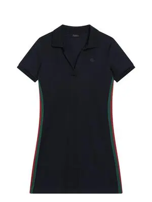 Gucci Cotton Jersey Dress With Web Detail - Blue