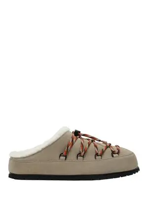 Prada Suede Clogs With Braided Laces - Cream