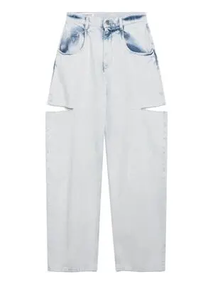 MAISON MARGIELA Faded Cotton Jeans With Cut-out Details - Blue