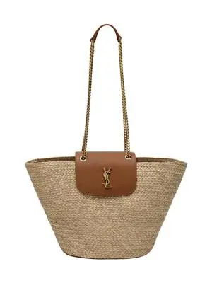 Saint Laurent Manon Raffia Basket Bag - Cream