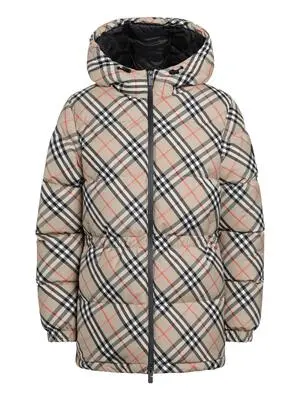 Burberry Check Nylon Puffer Jacket - Cream