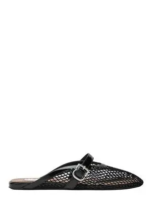 Alaïa Flat Mesh Mule With Buckle Strap - Black