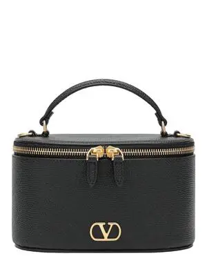 Valentino Garavani Vlogo Signature Mini Vanity Bag In Leather - Black