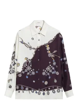 Versace Twill Stolen Jewels Printed Long Sleeve Shirt - Multicolor