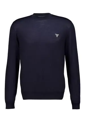 Prada Prada Long Sleeve Crew Neck Sweater Blue