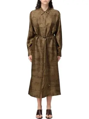 Max Mara Long Sleeve Printed Dress - Brown