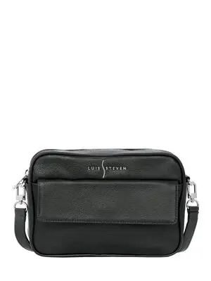 LUIS STEVEN Camera Bag Pebble Leather Crossbody - Black