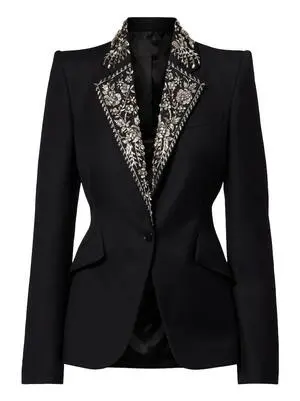 Alexander McQueen Embellished Single-breasted Wool Blazer - Black