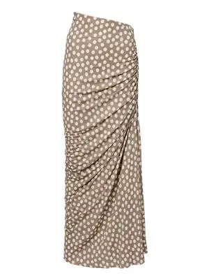 Alaïa Gathered Polka Dot Maxi Skirt - Grey