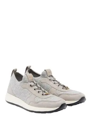 TOD'S Suede-trimmed Sneakers - Grey