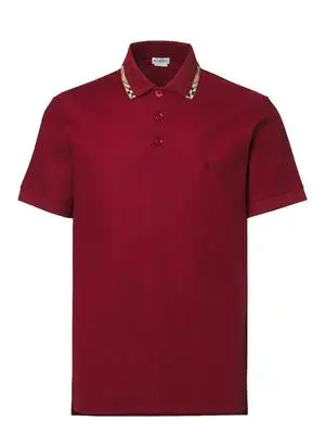 Burberry Check Cotton Piqué Polo Shirt - Red