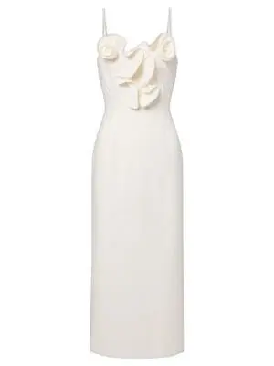 Magda Butrym Floral-appliqué Cotton Midi Dress - White