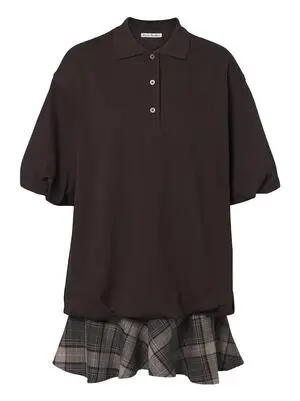 Acne Studios Checked Layered Cotton-blend Polo Dress - Brown