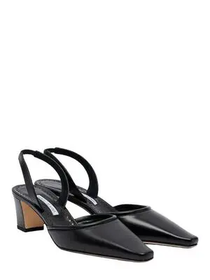 Manolo Blahnik Vendona Leather Slingback Pumps - Black