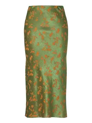 Dries Van Noten Floral Print Midi Skirt - Green