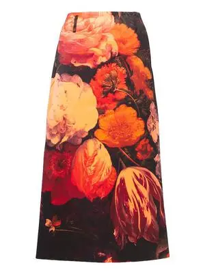 Dries Van Noten Floral Midi Skirt - Orange