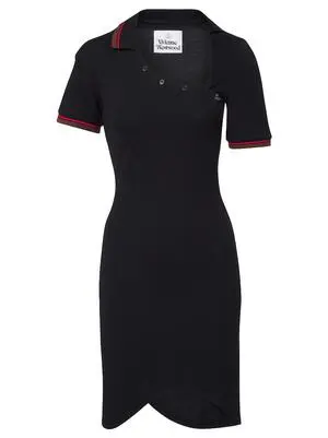 VIVIENNE WESTWOOD Asymmetric Cotton Piqué Polo Dress - Black
