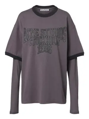 Acne Studios Layered Printed Cotton T-shirt - Grey