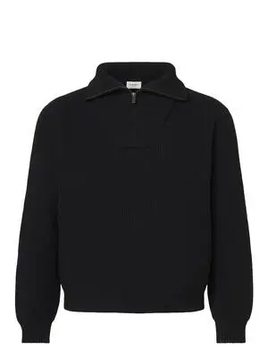 Saint Laurent Ribbed Wool Half-zip Sweater - Black