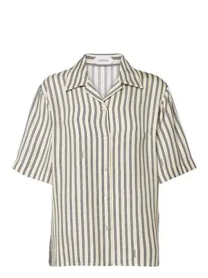 Versace Striped Silk Bowling Shirt - Yellow