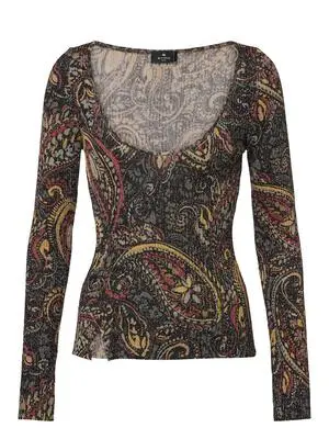 Etro Paisley Ribbed-knit Top - Multicoloured