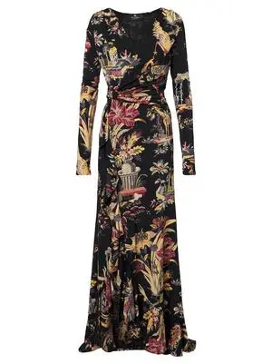 Etro Printed Jersey Maxi Dress - Black
