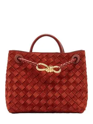 Bottega Veneta Andiamo Intrecciato Small Suede Tote Bag - Orange