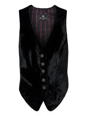 Etro Pegaso Velvet Vest - Black