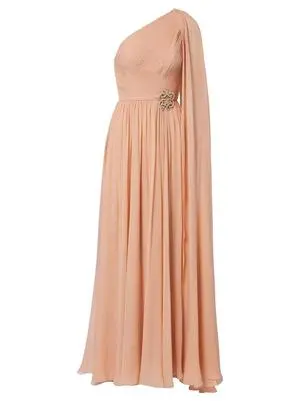 Elie Saab Embellished Plissé One-shoulder Silk Gown - Pink