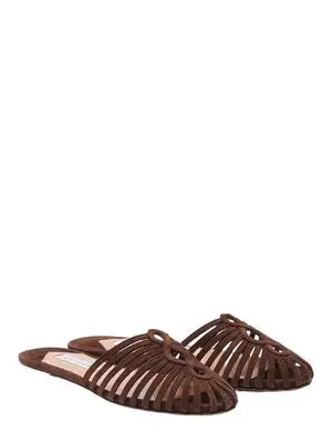 AQUAZZURA Sweet Surrender Suede Mules - Brown