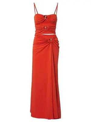 Christopher Esber Orbit Gather Cutout Maxi Dress - Red
