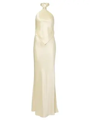 Retrofete Ester Halterneck Satin Gown - Yellow