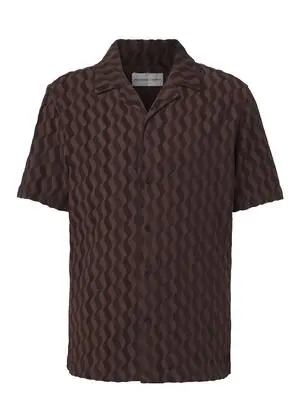 Frescobol Carioca Terry-trimmed Cotton-blend Bowling Shirt - Brown