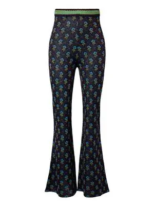 Etro Floral Jacquard Flared Pants - Blue