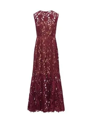 SELF-PORTRAIT Guipure Lace Midi Dress - Red