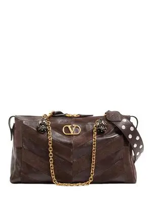 Valentino Garavani Panthea Patchwork Shoulder Bag - Brown