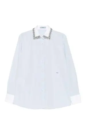 Prada Embellished Cotton Shirt - Blue